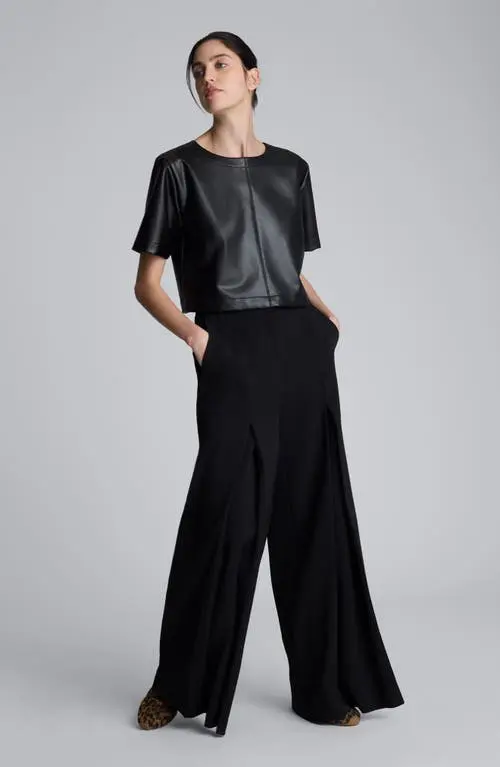 KENNETH COLE Inverted Pleat Wide Leg Pants - Black