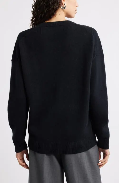 Nordstrom Wool And Cashmere V-neck Pullover - Black Rock