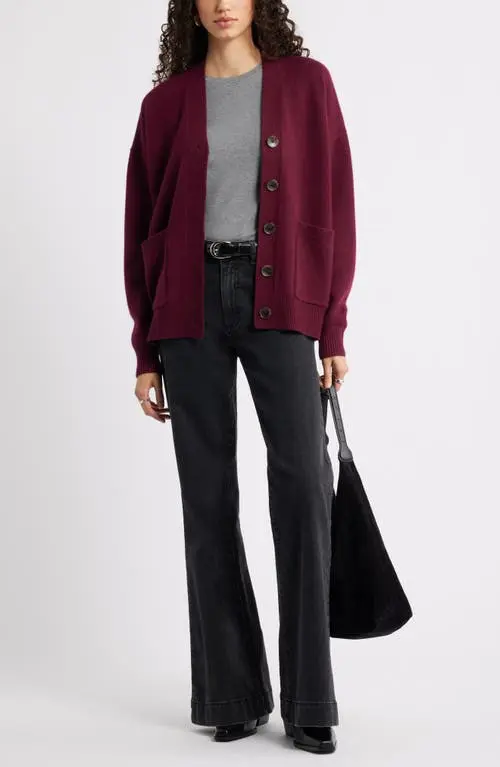 Nordstrom V-neck Wool & Cashmere Cardigan - Burgundy Field