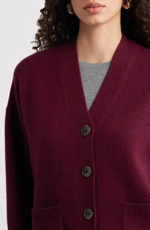 Nordstrom V-neck Wool & Cashmere Cardigan - Burgundy Field