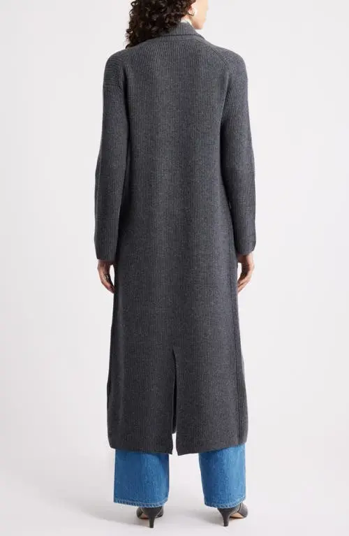 Nordstrom Wool And Cashmere Longline Cardigan - Grey Dark Charcoal Heather