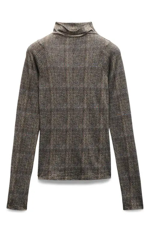 Rag & Bone Paneled Plaid Turtleneck T-shirt