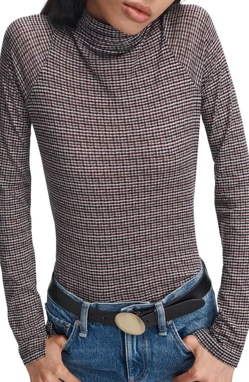 Rag & Bone Paneled Plaid Turtleneck T-shirt - Redmt