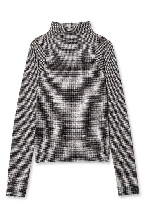 Rag & Bone Paneled Plaid Turtleneck T-shirt - Redmt