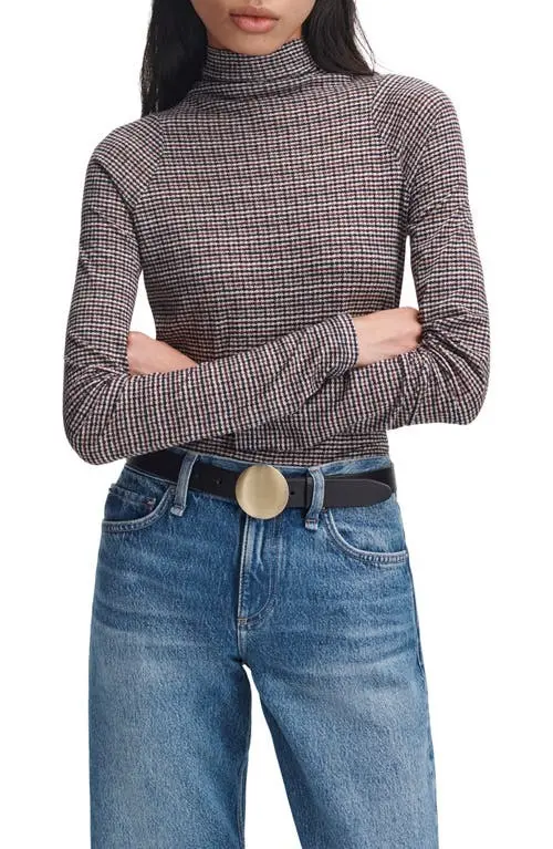 Rag & Bone Paneled Plaid Turtleneck T-shirt - Redmt