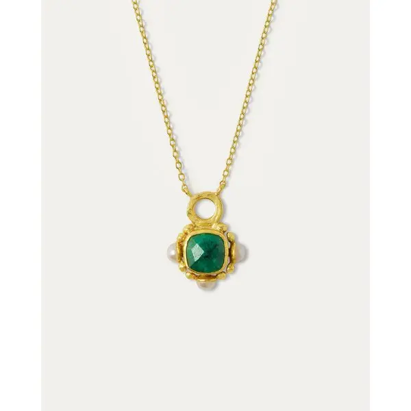 OTTOMAN HANDS Esther Emerald And Pearl Pendant Necklace - Gold