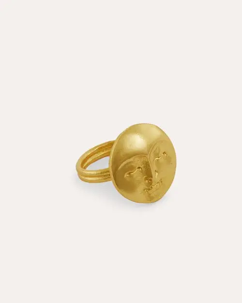 OTTOMAN HANDS Moon Face Ring - Gold