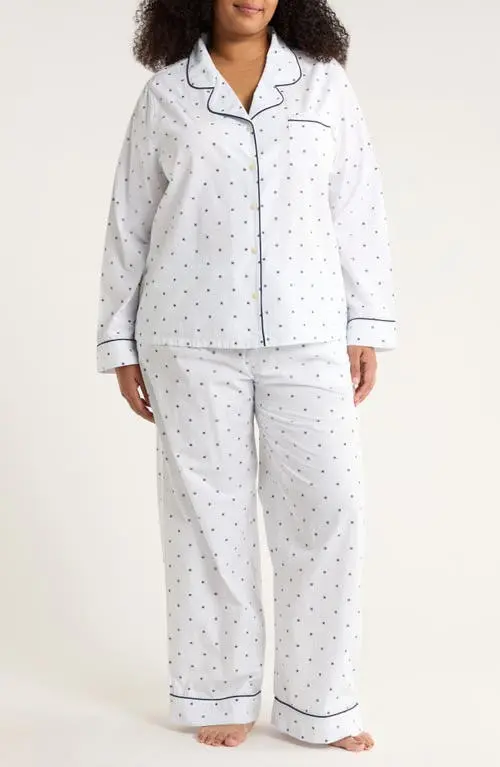 Nordstrom Classic Cotton Pajamas - Blue- Navy Snowflake Stripe