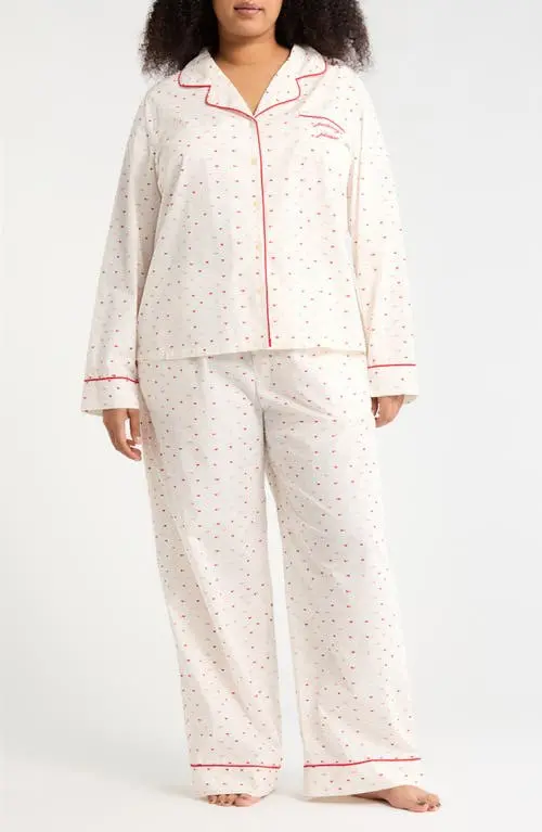 Nordstrom Classic Cotton Pajamas - Ivory Micro Hearts