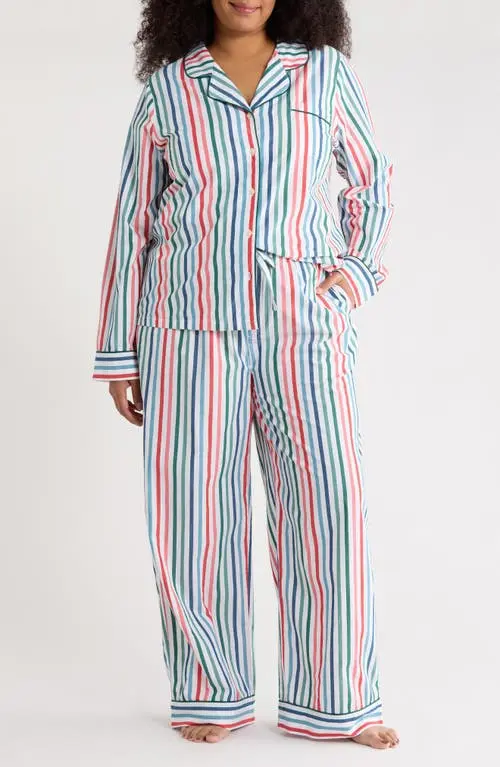 Nordstrom Classic Cotton Pajamas - Ivory- Red Multi Stripe