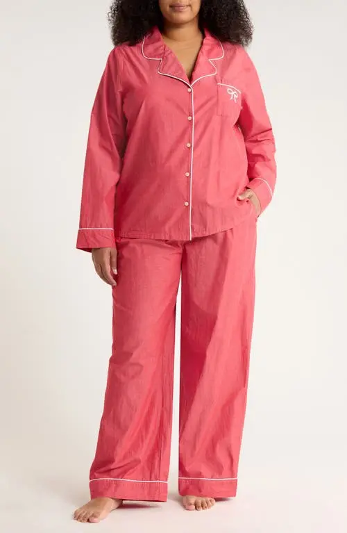 Nordstrom Classic Cotton Pajamas - Red Chambray Bow