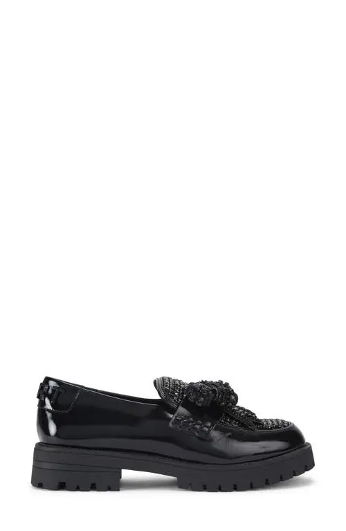 Kurt Geiger Crystal Bow Platform Loafer - Black