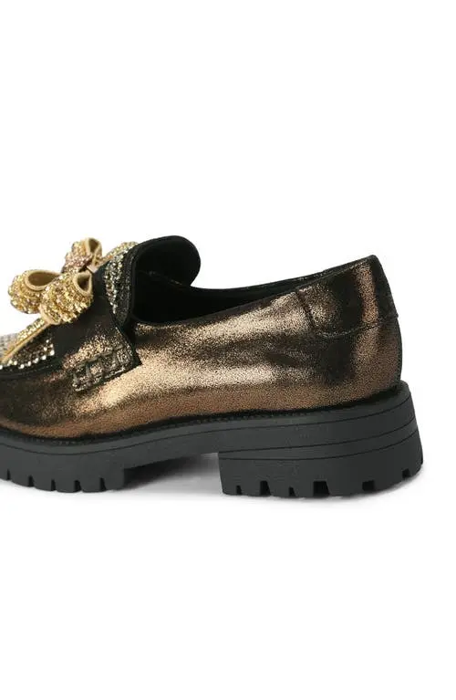 Kurt Geiger Crystal Bow Platform Loafer - Rust/copper