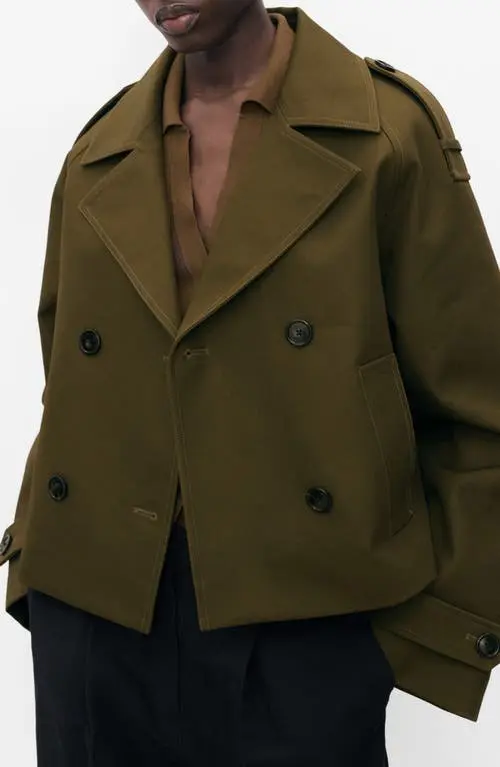Mango Oversize Cropped Cotton Trench Coat