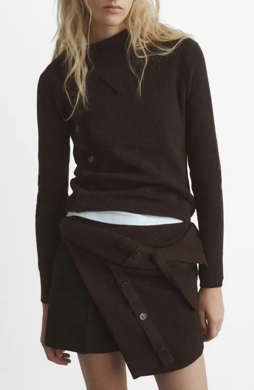 Mango Asymmetric Neck Sweater - Chocolate