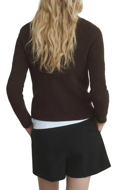 Mango Asymmetric Neck Sweater - Chocolate