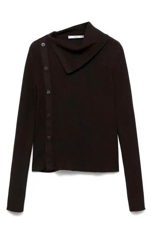 Mango Asymmetric Neck Sweater - Chocolate