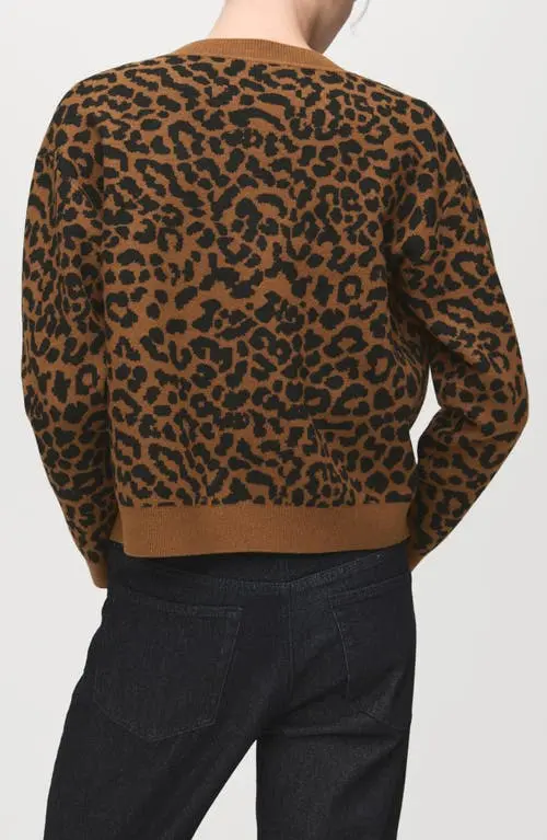 Mango Leopard Jacquard Cardigan