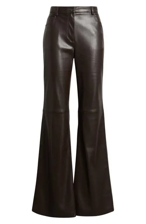 Mango Connie Flared Faux Leather Pants - Chocolate