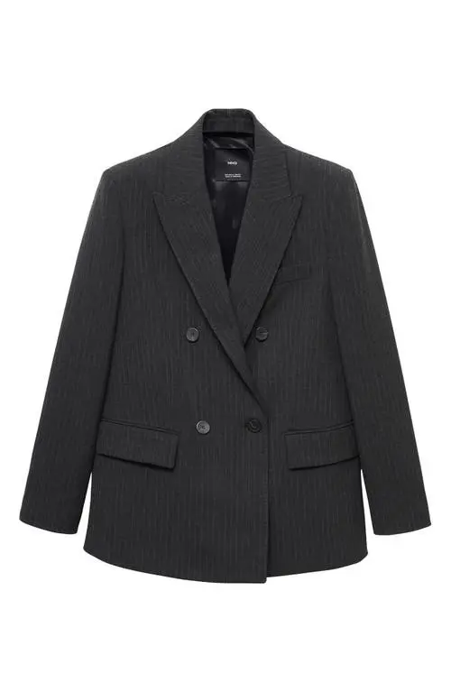 Mango Pinstripe Double-breasted Blazer
