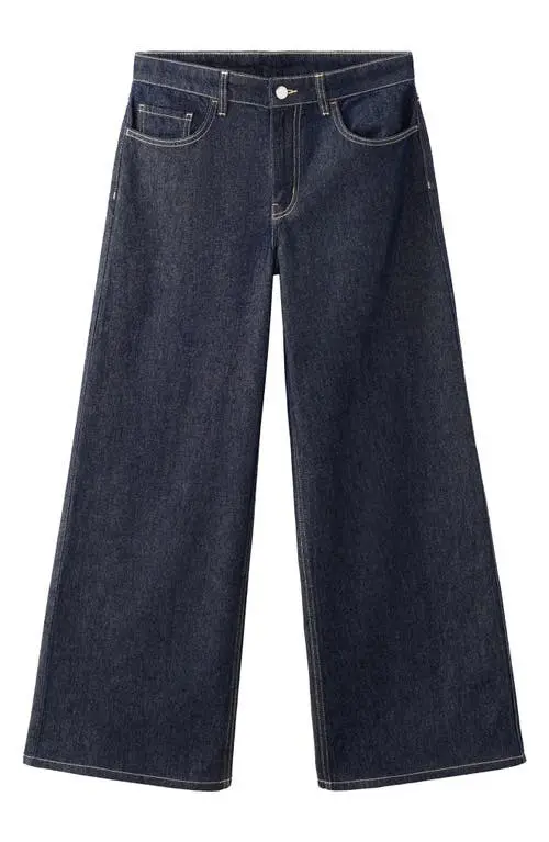 Mango Low Rise Wide Leg Jeans - Blue