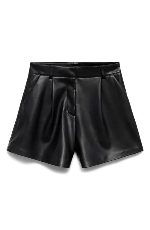 Mango Pleat Front Faux Leather Shorts
