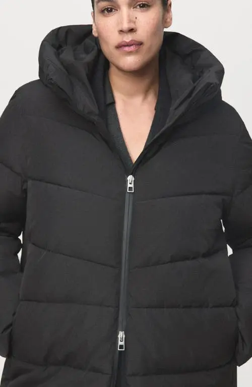 Mango Water Repellent Hooded Puffer Coat - Black