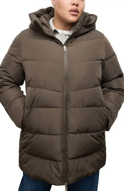 Mango Water Repellent Hooded Puffer Coat - Brown