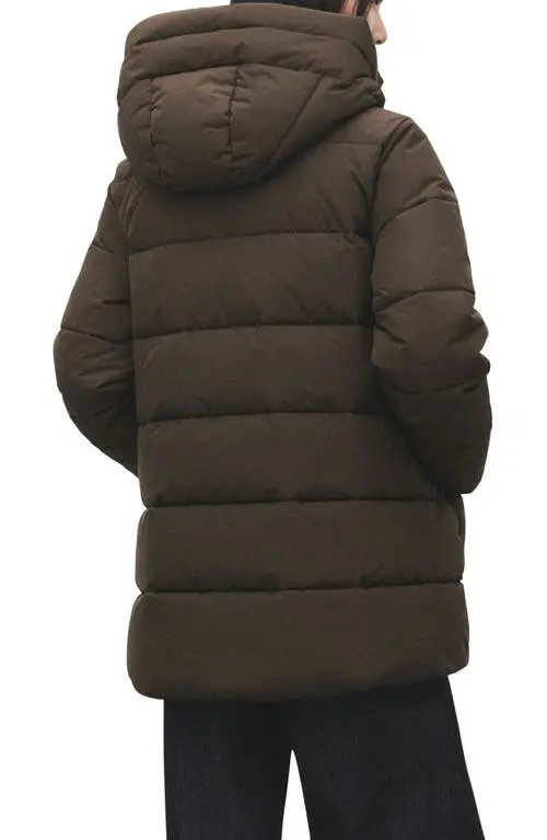 Mango Water Repellent Hooded Puffer Coat - Brown