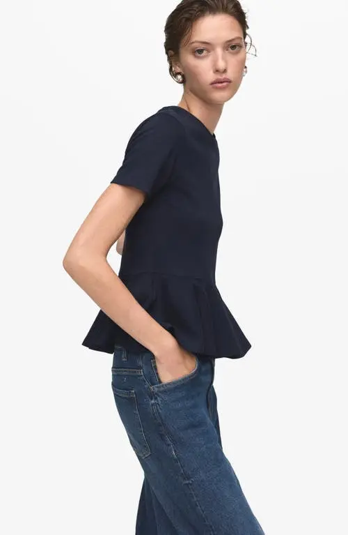 Mango Short Sleeve Peplum T-shirt