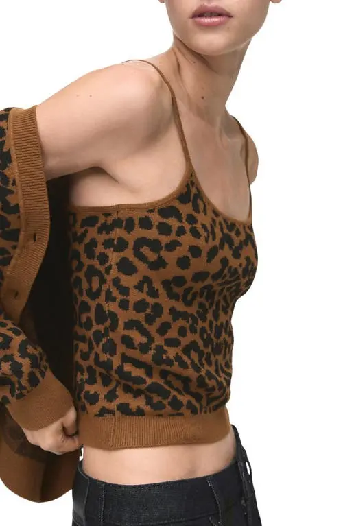 Mango Leopard Knit Crop Camisole