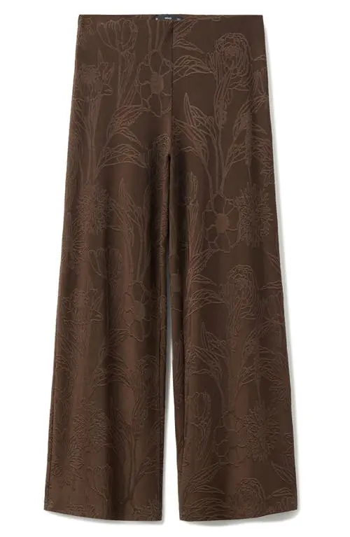Mango Floral Jacquard Wide Leg Pants