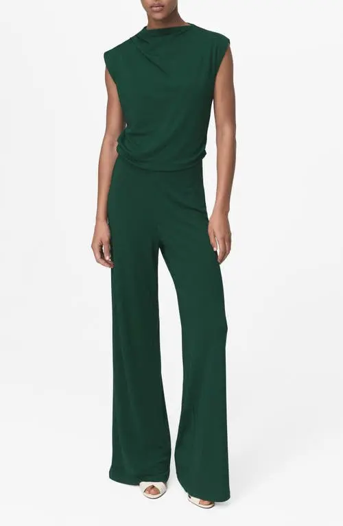 Mango Drape Wide Leg Jumpsuit - Dark Green