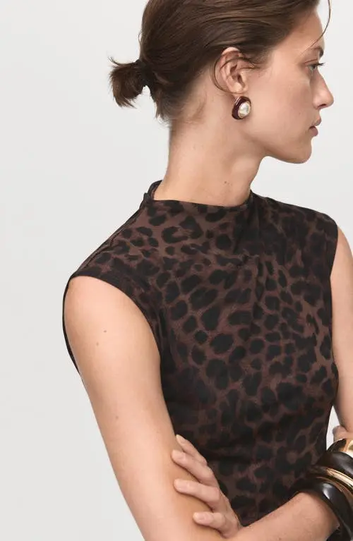 Mango Leopard Print Sleeveless Maxi Dress