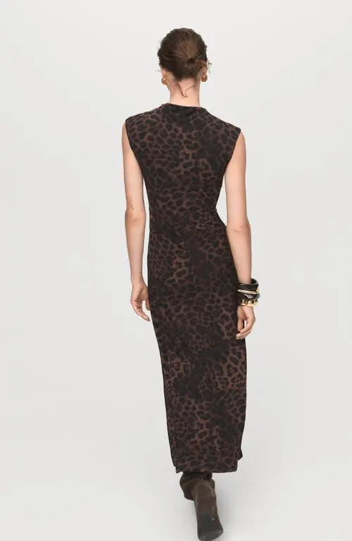 Mango Leopard Print Sleeveless Maxi Dress