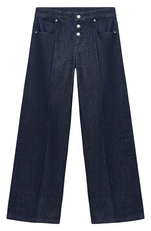 Mango Exposed Button Low Rise Straight Leg Jeans