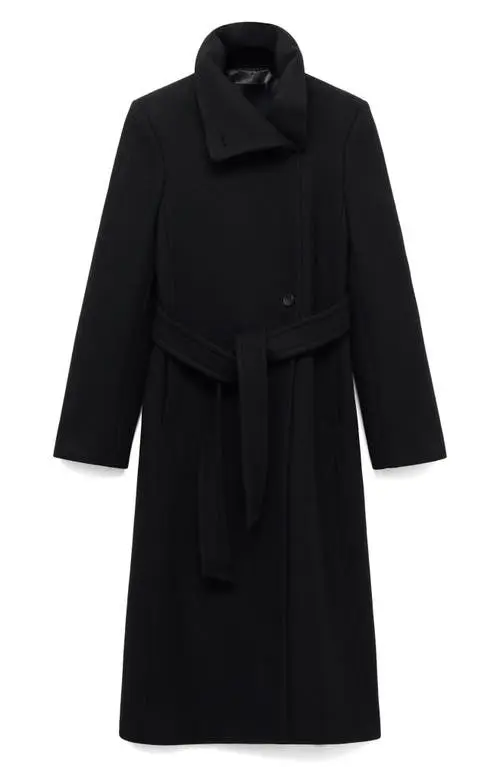 Mango Manteco Virgin Wool-blend Coat - Black