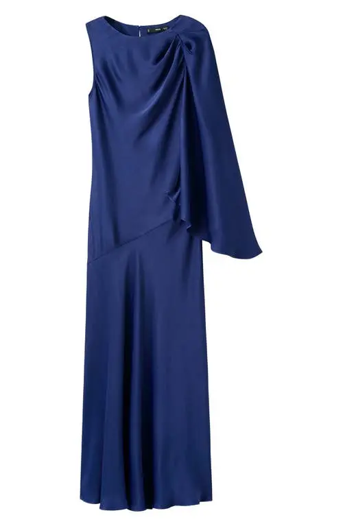 Mango Asymmetric Satin Maxi Dress