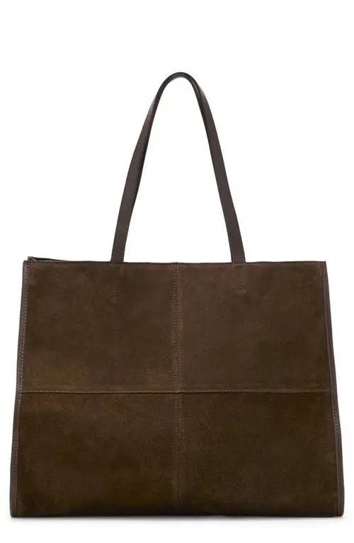 Mango Suede Shopper Bag - Chocolate
