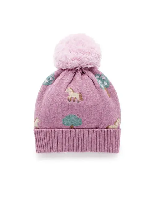 PUREBABY On The Farm Beanie - Orchard Jacquard