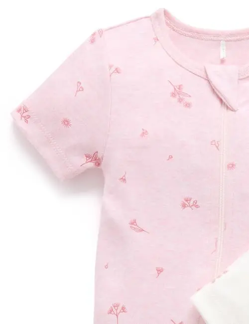 PUREBABY Essentials Short Zip Romper 2-pack - Pale Pink Blossom Pack