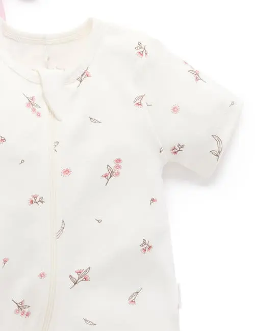 PUREBABY Essentials Short Zip Romper 2-pack - Pale Pink Blossom Pack