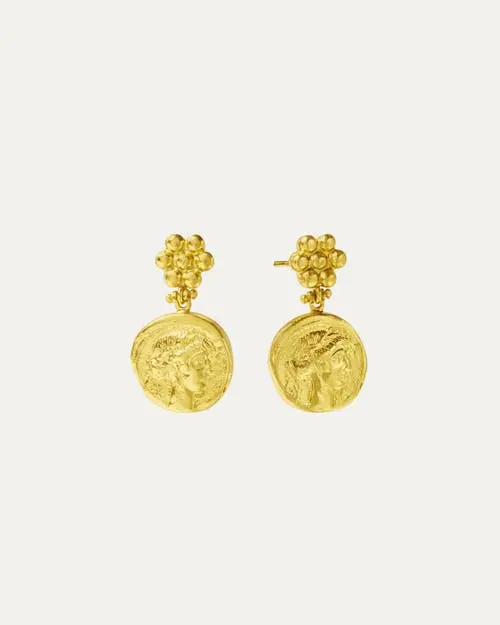 OTTOMAN HANDS Goddess Demeter Coin Stud Earrings - Gold