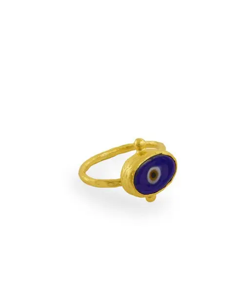 OTTOMAN HANDS Alara Evil Eye Ring - Navy