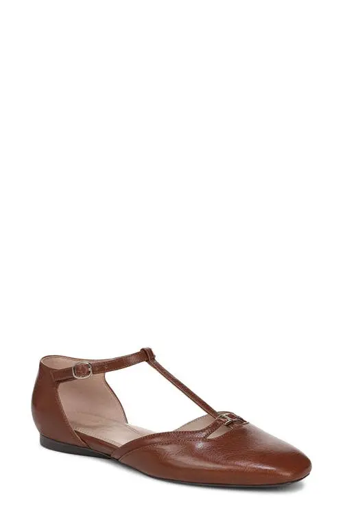 Naturalizer Caresse T-strap Flats - Caramel Brown