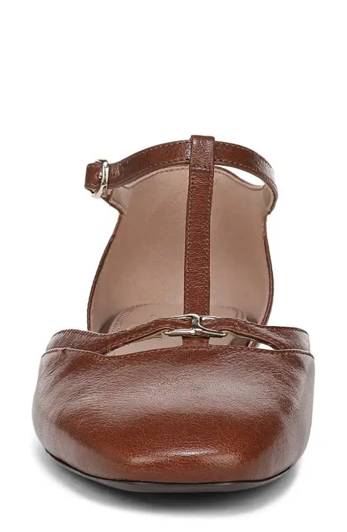 Naturalizer Caresse T-strap Flats - Caramel Brown