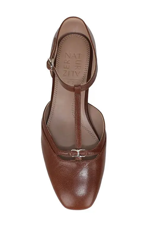 Naturalizer Caresse T-strap Flats - Caramel Brown