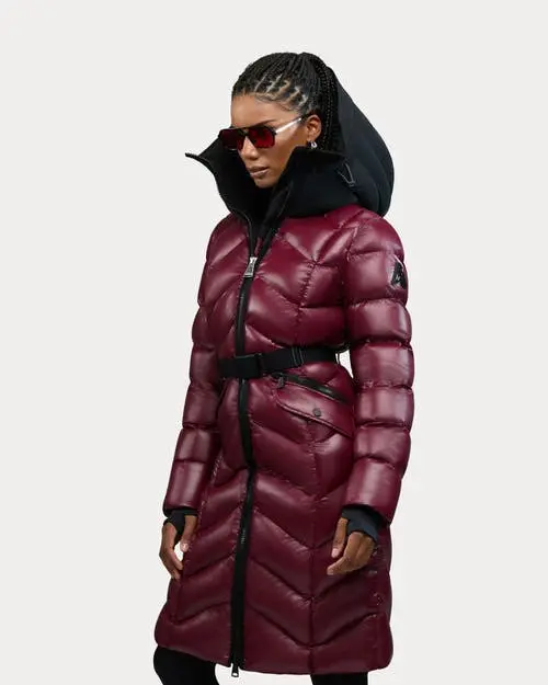 ALPENHAUS Bellevaux ¾ Length Puffer Coat With Adjustable Belt - Cabernet