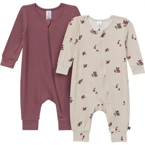 MODERN MOMENTS™ BY GERBER Long Sleeve Footless Romper Set - Gray And Purple