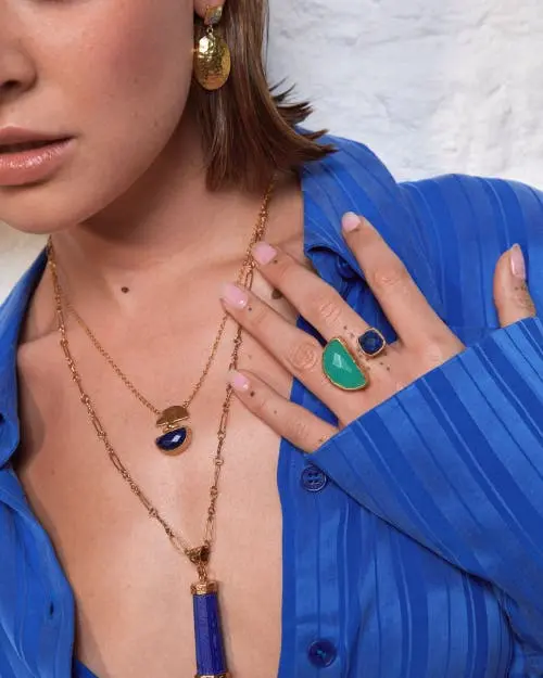 OTTOMAN HANDS Avery Lapis And Aqua Chalcedony Cocktail Ring